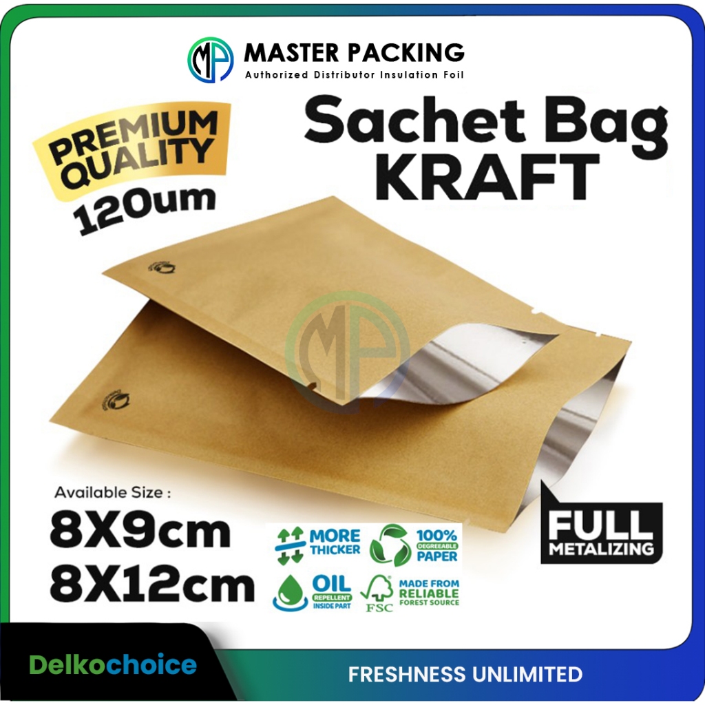 Jual Kemasan Sachet Bag 120 micron Metalizing Kraft Paper Bungkus Saset ...