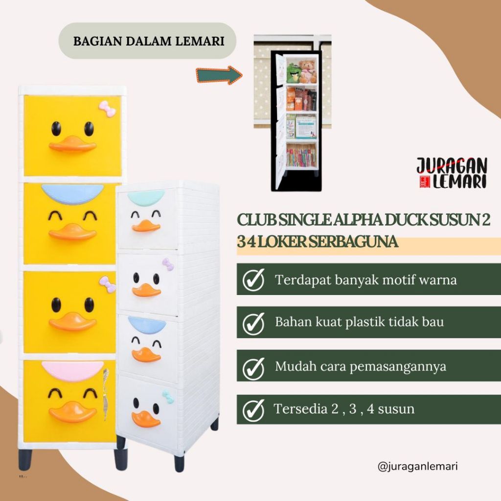 Jual LACI LOKER SUSUN SERBAGUNA CLUB ALFA DUCK I LEMARI PLASTIK ANAK ...