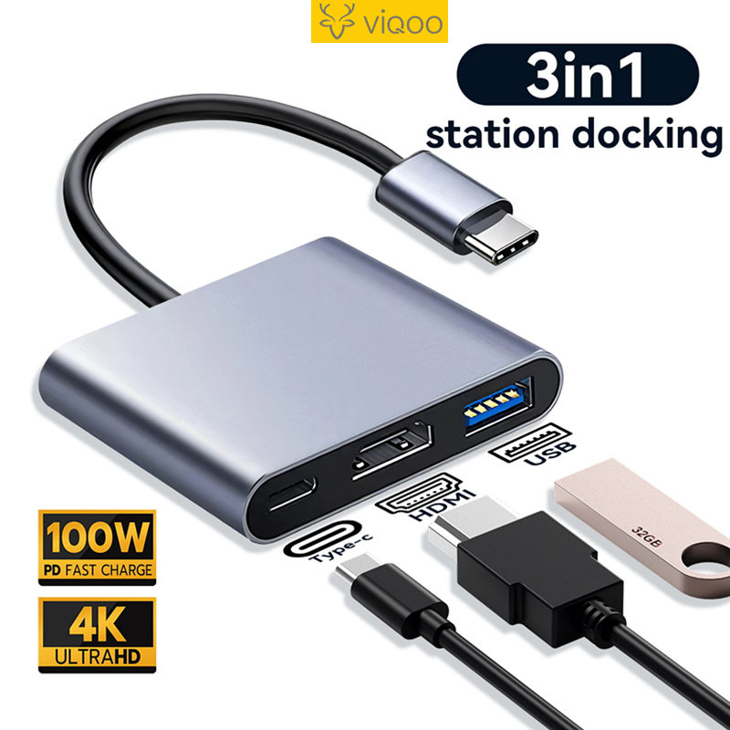 Jual 【COD】Viqoo Converter Hub Adapter 3 in 1 USB Type C 3.1 to USB 3.0 ...