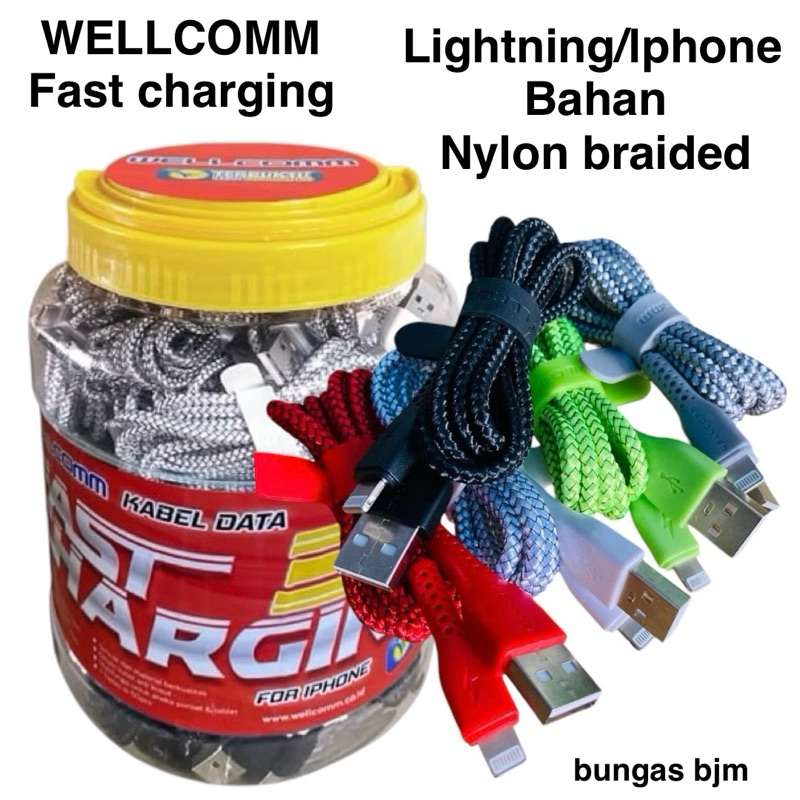 Jual kabel data wellcomm lphone lightning support 3A fast charging ...