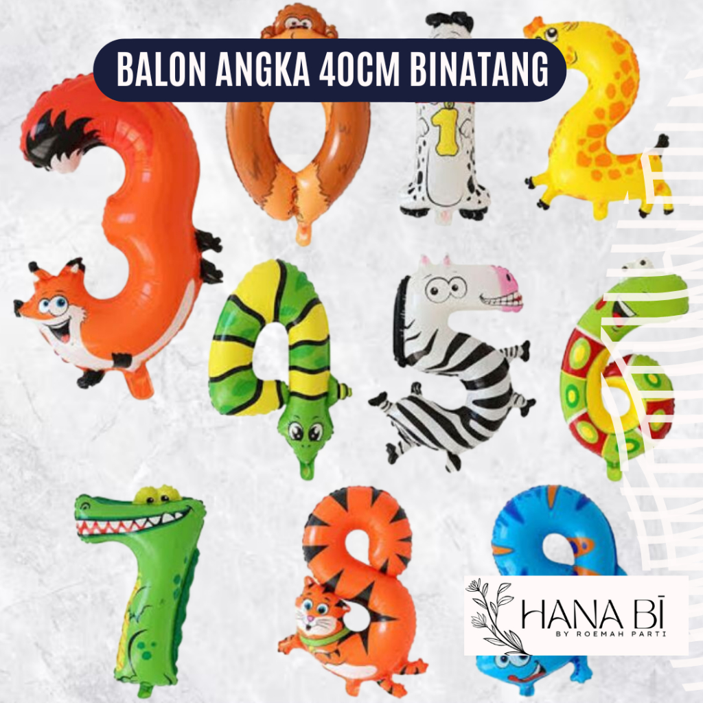Jual Balon Foil Angka 40cm Hewan Dekorasi Balon Binatang acara ulang ...