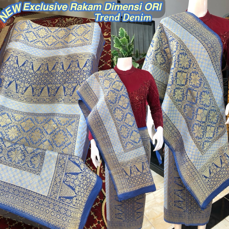 Jual NEW EXCLUSIVE Songket rakam Dimensi ORI / Trend Biru Denim /songket tenun asli palembang ...
