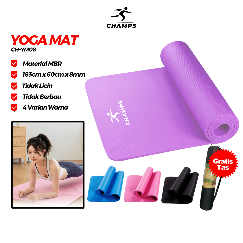 Jual CHAMPS Yoga Mat 8mm Tebal – Karpet Matras Yoga & Pilates ...