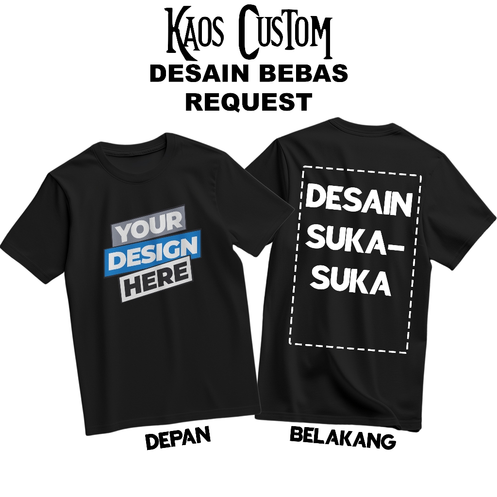 Jual Baju Kaos Sablon Custom Satuan Foto Gambar Nama Tulisan Kata kata Desain Sendiri Teknik ...