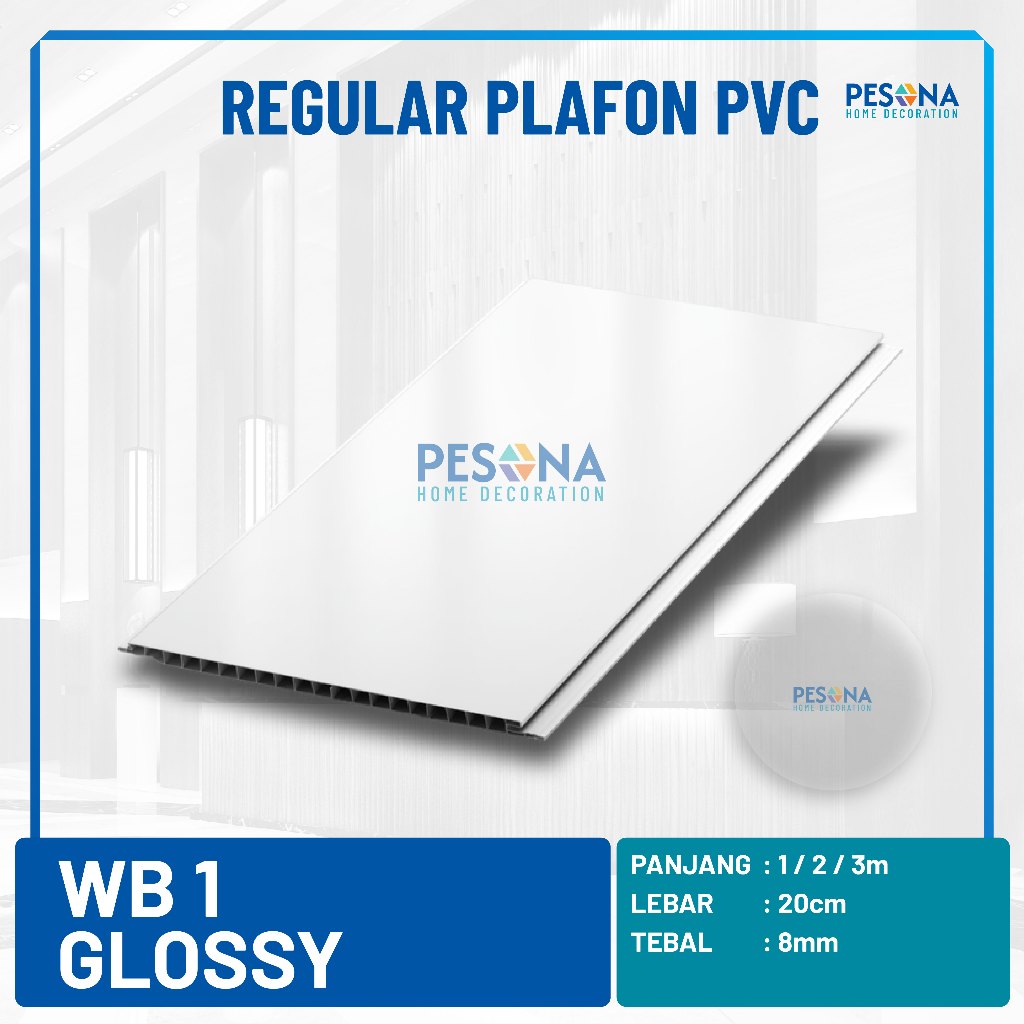 Jual Plafon PVC Putih Glossy Polos Regular Series Panjang 4 meter ...