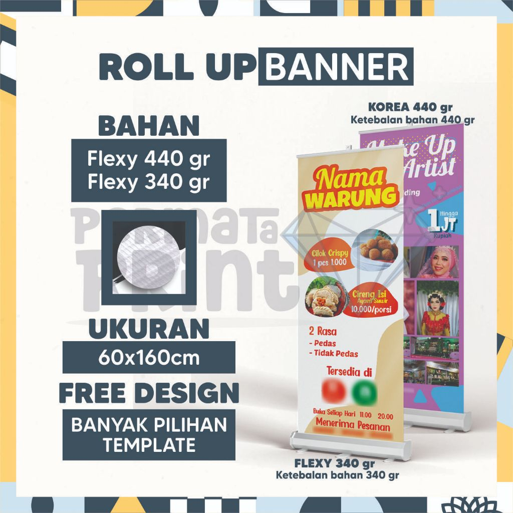 Jual [FLEXY 340GR & 440GR] Cetak Standing Roll Up Banner Ukuran 60x160 Murah Free Design Bahan ...