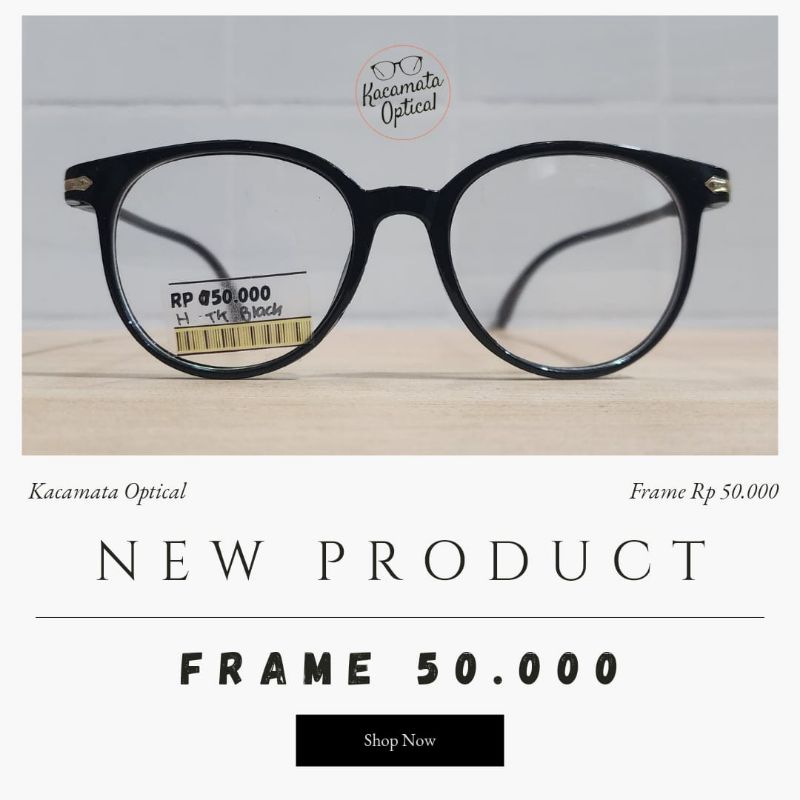 Jual KACAMATA OPTICAL - Frame KMOTK50 Oval Hitam Glossy Plastik ...