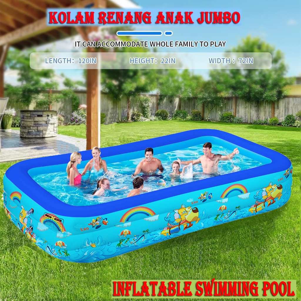 Jual Olifedo Kolam Renang Anak Jumbo 3 Meter PVC 3ring Portable Kolam ...