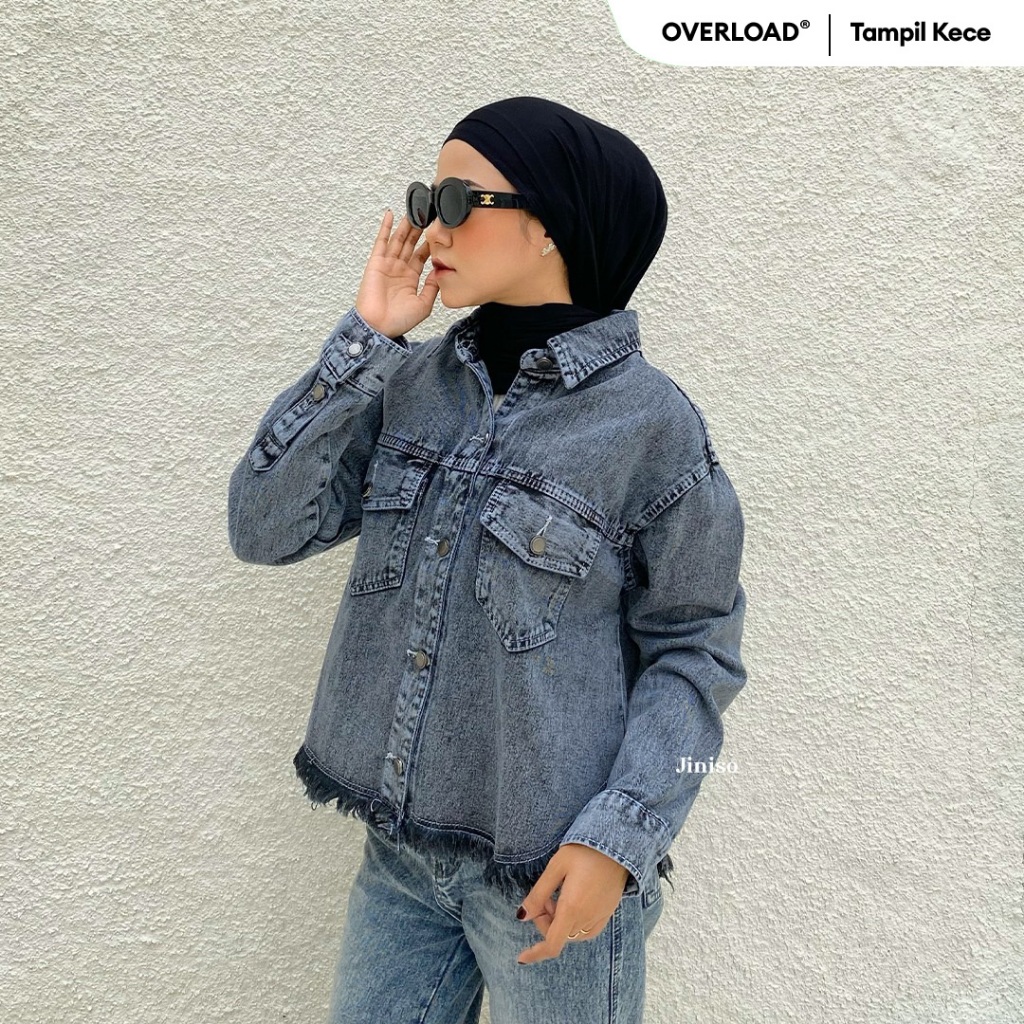 Jual JINISO Jaket Jeans Oversize Marva Snow Grey | Shopee Indonesia