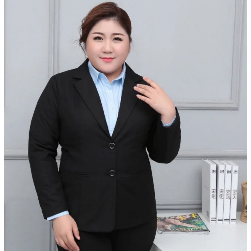 Jual Blazer Hitam Kerja Wanita JUMBO ld 130 Big Size | Shopee Indonesia