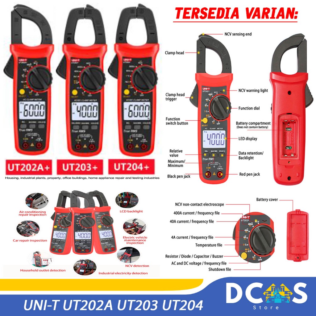 Jual Uni-T UT202A+ UT203+ UT204+ Digital Clamp Meter Multimeter Tang Amper | Shopee Indonesia