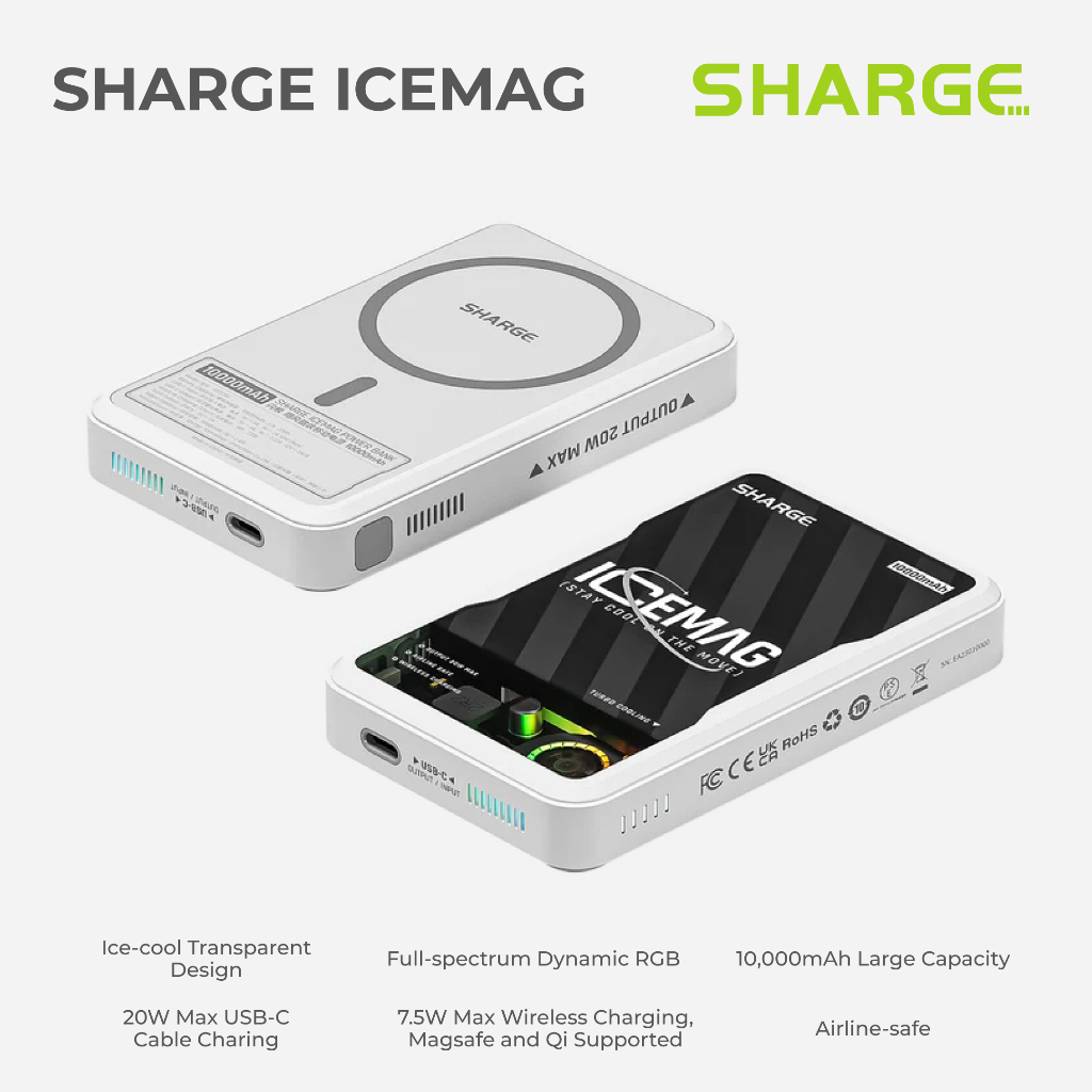 Jual SHARGE ICEMAG Power Bank 10.000mAh 20W with Active Cooling ...