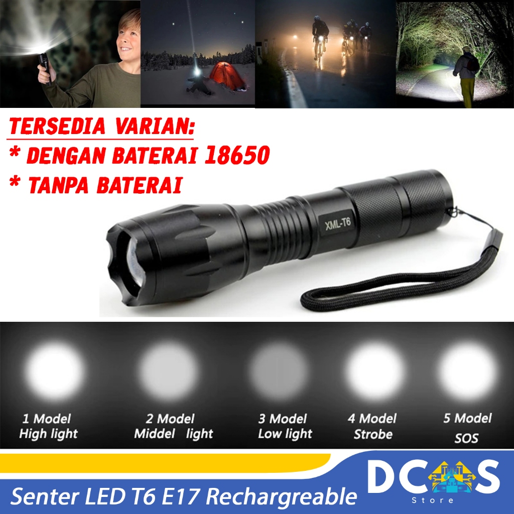 Jual Senter LED SWAT Cree Police XML T6 E17 Rechargeable Zoom Super Terang | Shopee Indonesia
