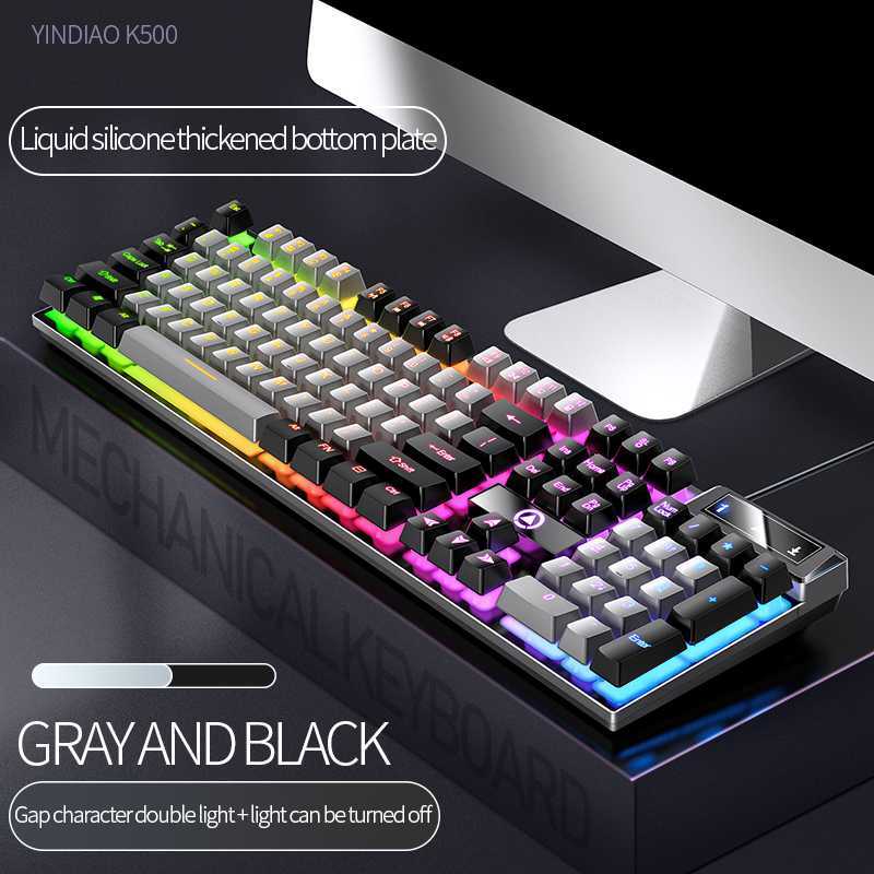 Jual YINDIAO Mechanical Feel Keyboard Gaming Wired USB RGB 104 Key ...