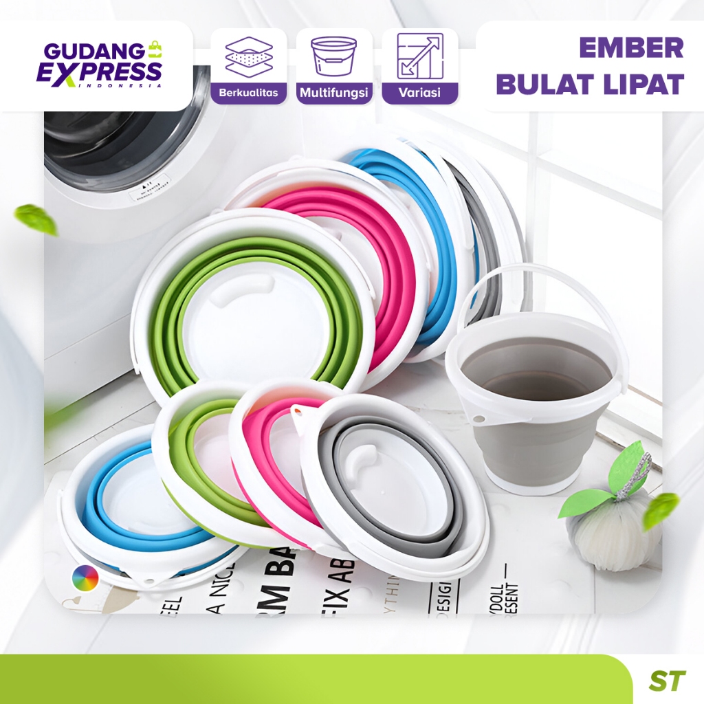 Jual GEI - Ember Lipat Bulat Simpel Foldable Bucket Ukuran 5L GRATIS ...