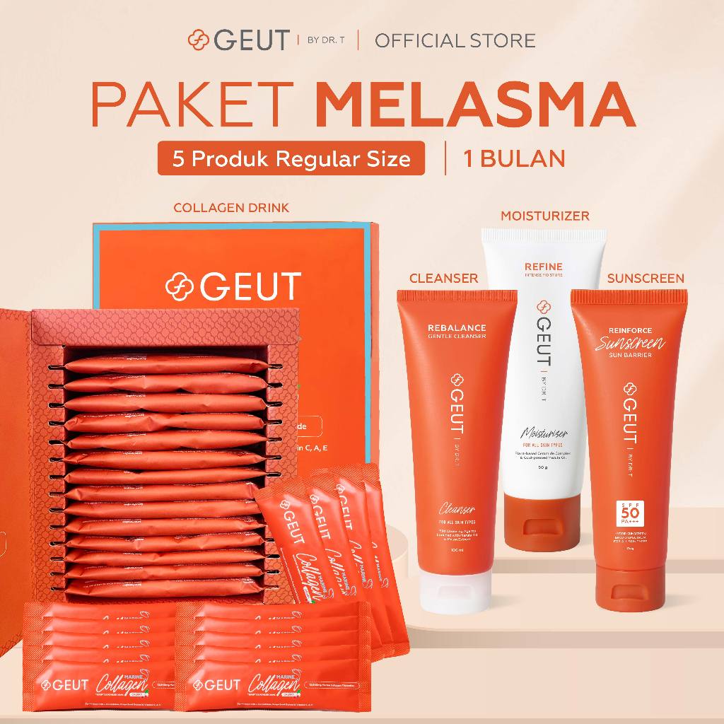 Jual GEUT MELASMA Set 5pcs (Paket Melasma Untuk 1 Bulan, Cleanser 100ml ...