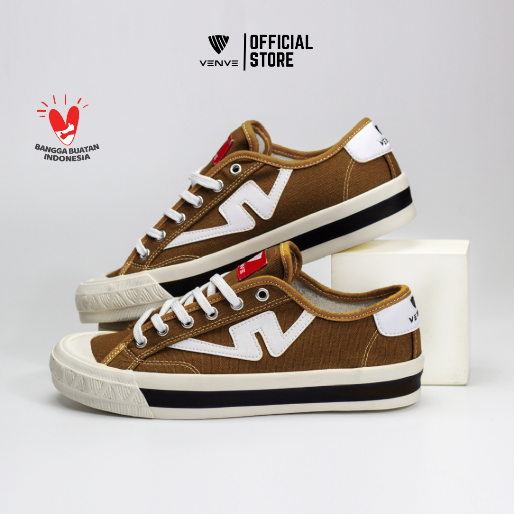 Jual VENVE Precious Sepatu Sneakers Pria Wanita Casual Coklat | Shopee ...