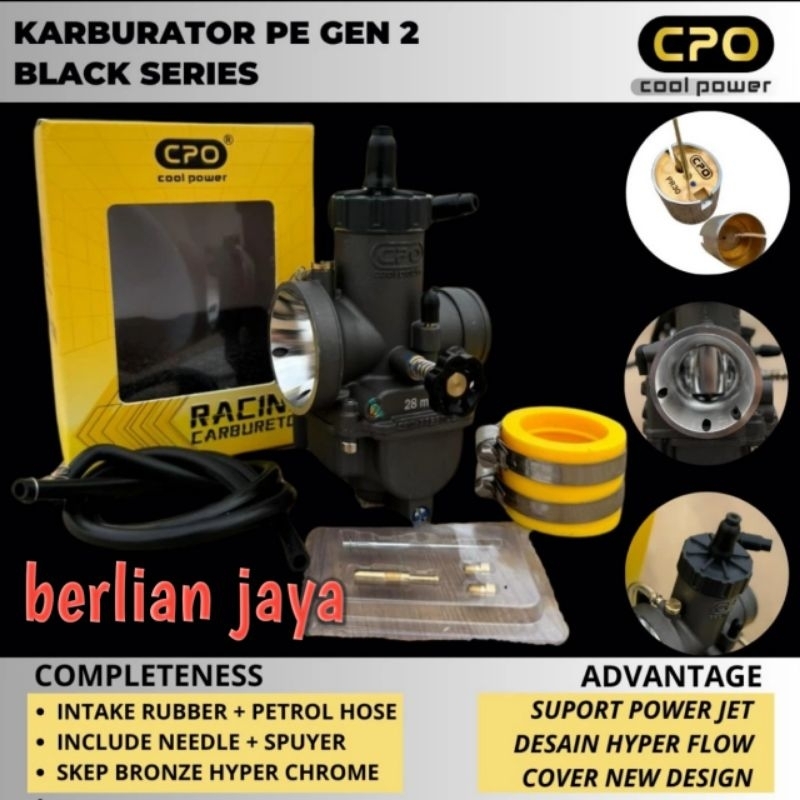 Jual karburator CPO black series gen 2 ukuran PE 24/26/28/30 | Shopee Indonesia