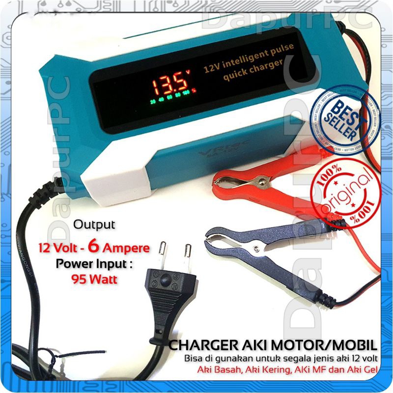 Jual Charger Aki 12V 6A Digital Inteligent Pulse Automatic Mobil Motor ...