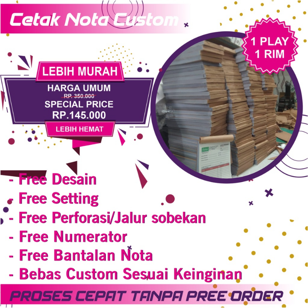 Jual Cetak Nota Custom 1 Rim 1 Play Ncr, Lebih Murah,hemat Dan Cepat ...
