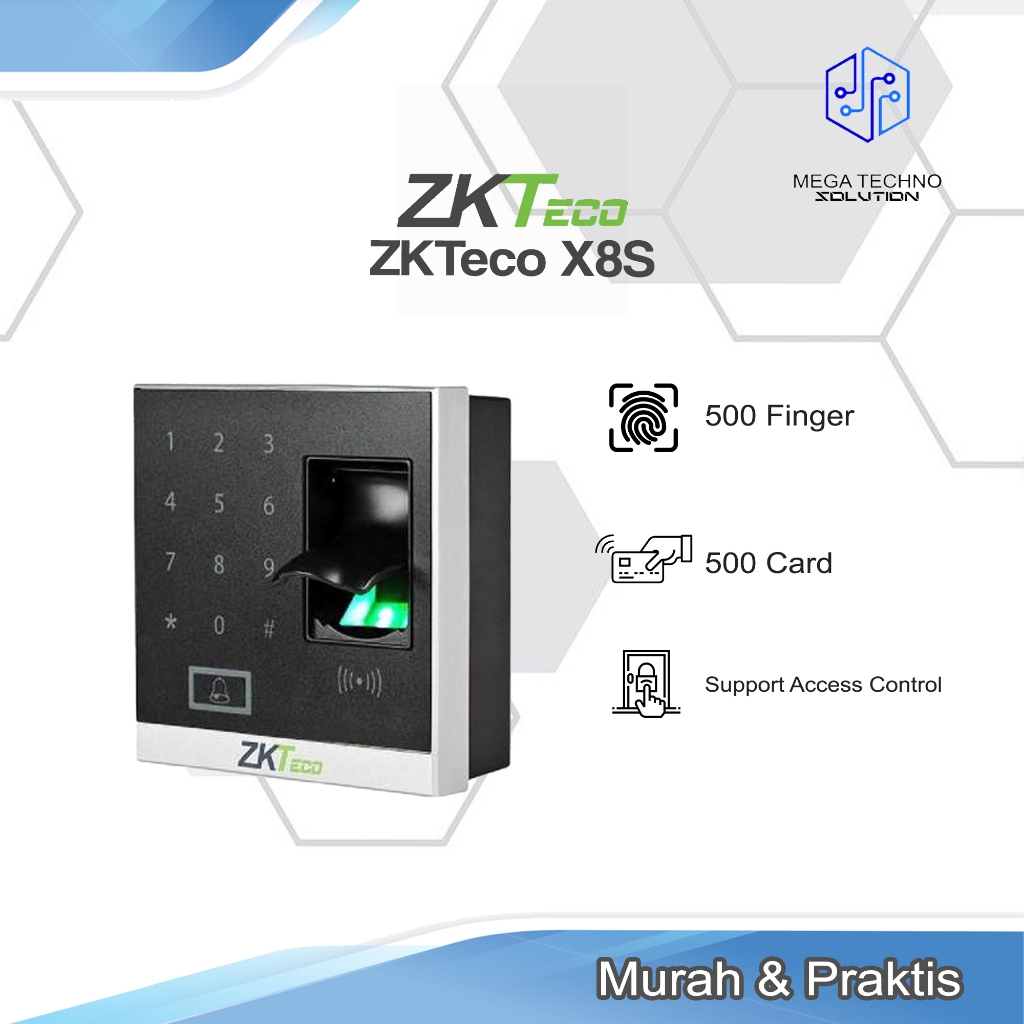 Jual Mesin Fingerprint Reader Sidik Jari & Kartu Access Door Lock / Access control ZKTeco - X8S ...