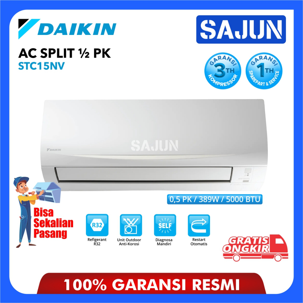 Jual DAIKIN AC Split Standard 1/2 PK ( 0.5 ) Thailand R32 STC15NV ...
