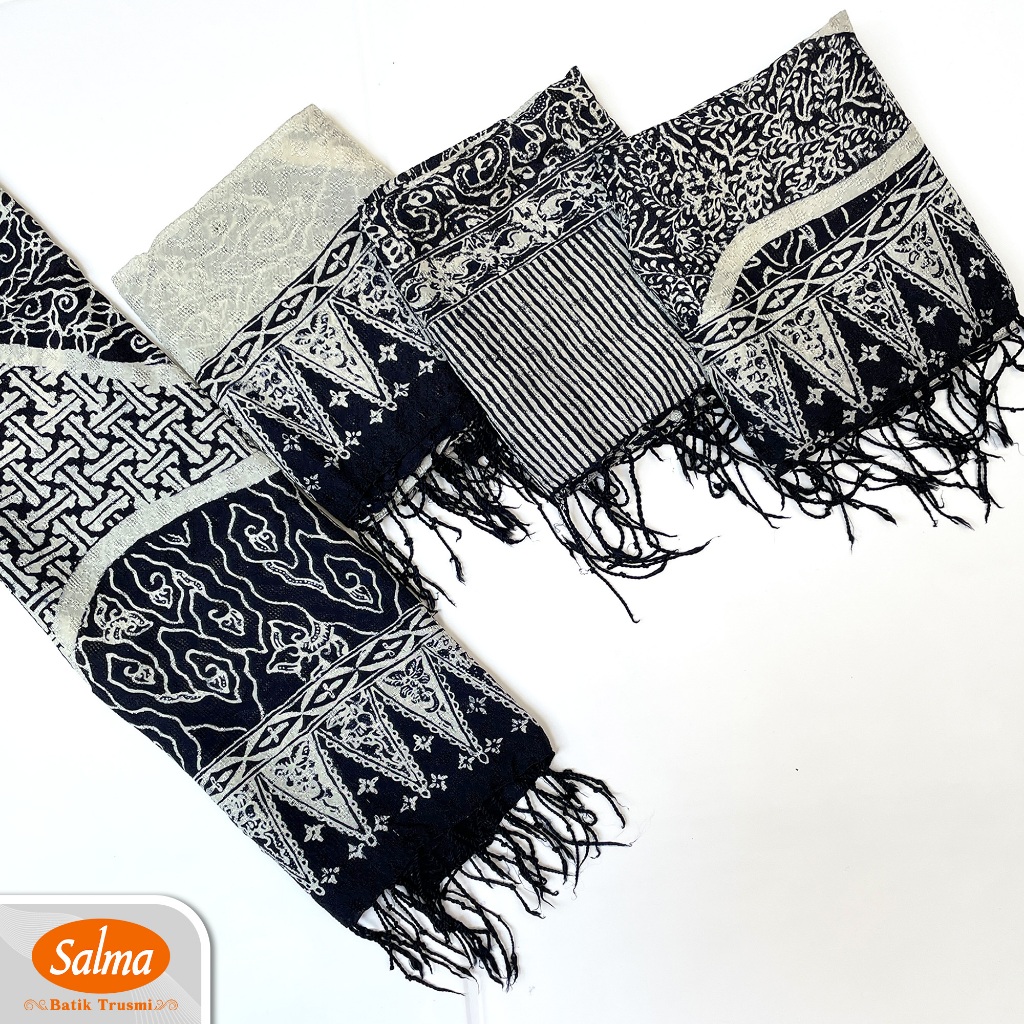 Jual BATIK SALMA Bandung Syal Scarf Selendang Batik Warna Hitam Putih ...