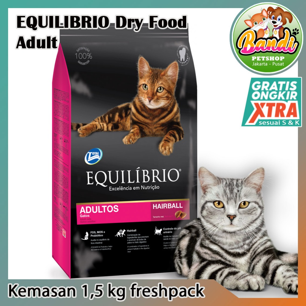 Jual EQUILIBRIO Adult 1,5 kg freshpack dan 1 kg repack, dry cat food ...