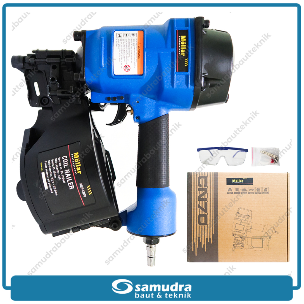 Jual Air Coil Nailer MOLLAR CN70 Mesin Paku Tembak Angin Palet Kayu 70 mm | Shopee Indonesia