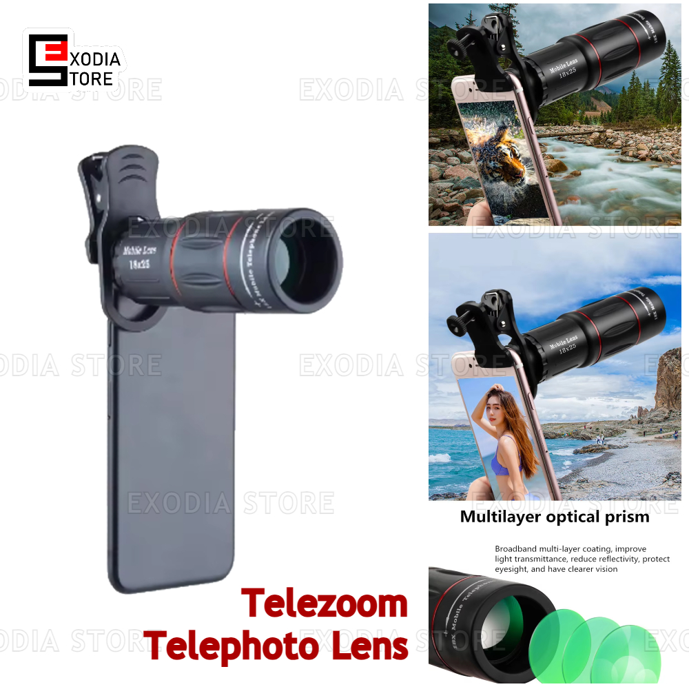 Jual Lensa Telezoom Telephoto Lens Kamera Hp Zoom 18X Universal Clip ...