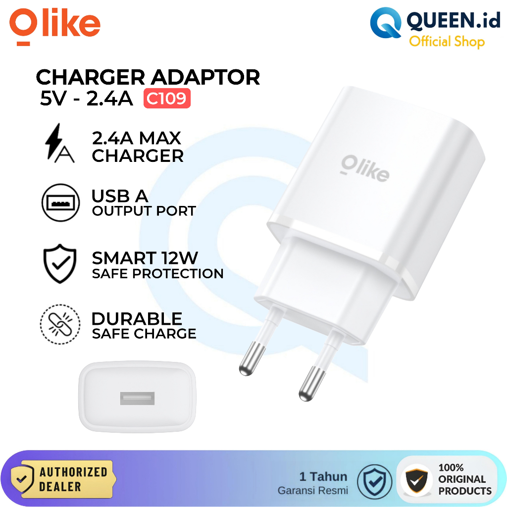 Jual Olike C109 Charger Adaptor 5V 2.4A 12W USB PORT Safe Power Adapter ...