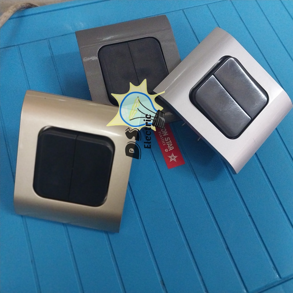 Jual BROCO Saklar Seri Double Saklar Tanam Integra warna Abu, Silver ...