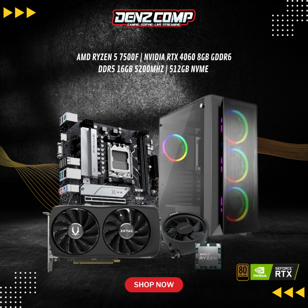 Jual PC RAKITAN AMD RYZEN 5 7500F RTX 4060 8GB NVMe 512GB DDR5 16GB | Shopee Indonesia
