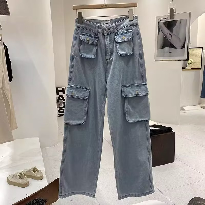 Jual Celana Cargo Denim Wanita Coksu Pasir Putih Hitam Denim Model ...