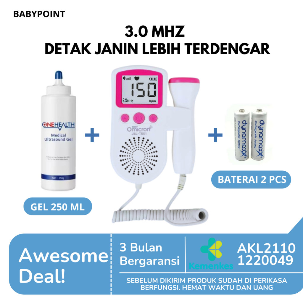Jual BABYPOINT Paket Dopler Detak Jantung Bayi Fetal Doppler 3.0MHz ...