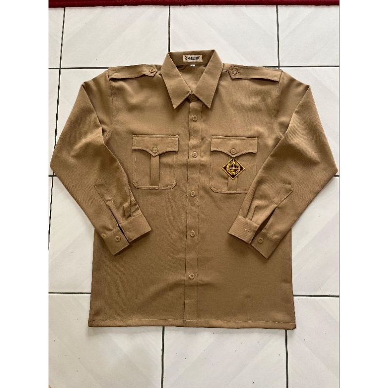 Jual Seragam Pramuka Kemeja Lengan Panjang Pria Pembina Penggalang SMP SMA | Shopee Indonesia