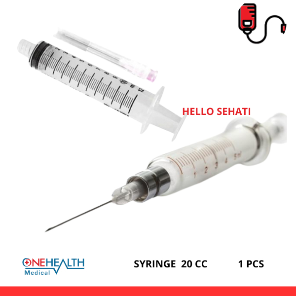 Jual Onehealth Spuit Suntikan 20 ML Jarum Suntik Medis Syringe 20 cc 1 ...