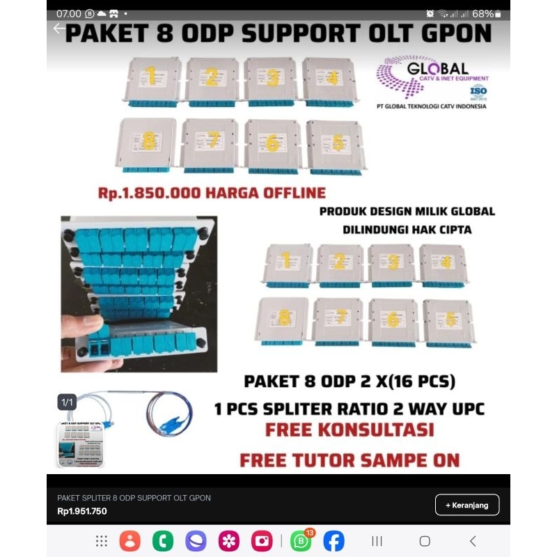 Jual PAKET RATIO 8 ODP SUPORT TANPA BOX 128 CLIENT GPON | Shopee Indonesia