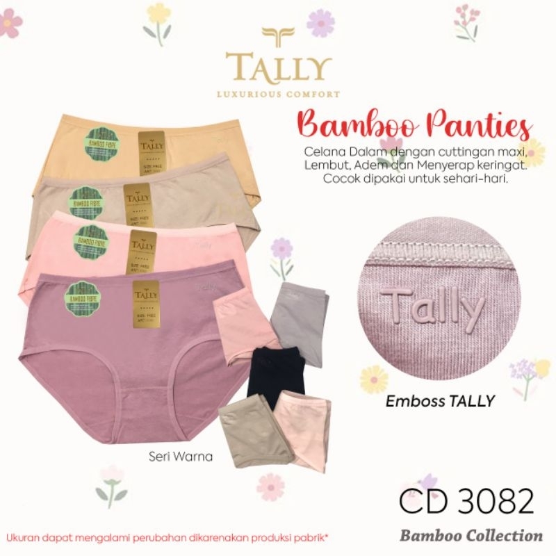 Jual Tally (3pc, 6pc, 12pc) Cd/Celana Dalam Wanita Tally 3082 Bamboo Panties Katun Adem Lembut ...