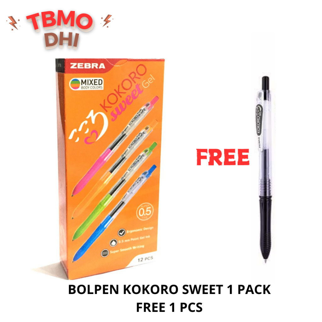 Jual PROMOOO 12 Pcs Free 1 Pcs Zebra Kokoro SWEET Gel Pen Pulpen Gel 0 ...