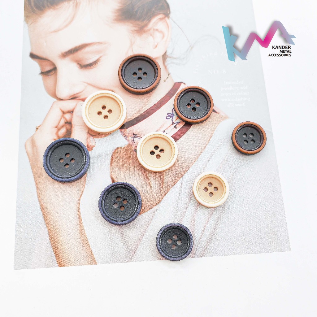 Jual KANDER Resin Button Kancing Kemeja Coat Lubang 4 JLZ-A90 | Shopee ...