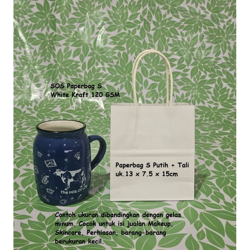 Jual Paperbag SOS S Putih 13x7.5x15cm + tali twist | Shopee Indonesia