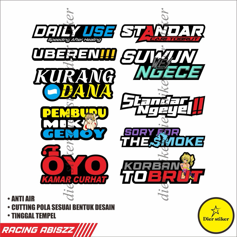 Jual Stiker racing isi 10 pcs stiker tobrut | Shopee Indonesia