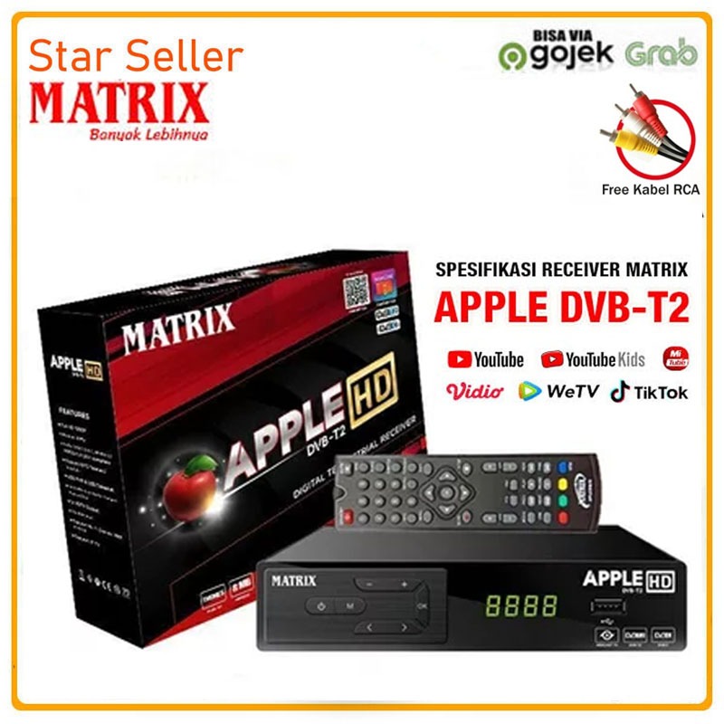 Jual Matrix Set Top Box STB TV Digital Apple Merah DVB T2 Full HD Bisa ...