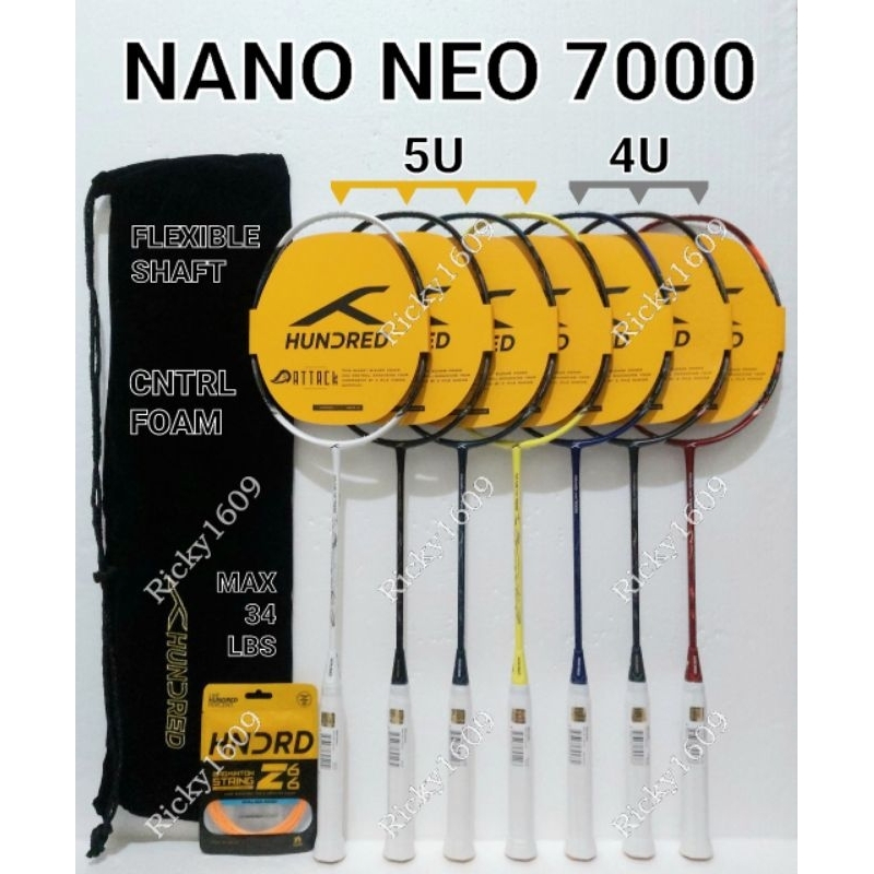 Jual RAKET BADMINTON HUNDRED NANO NEO 7000 (SMASH POWER - JAPAN MADE GRAPHITE) HIGH TENSION 34 ...