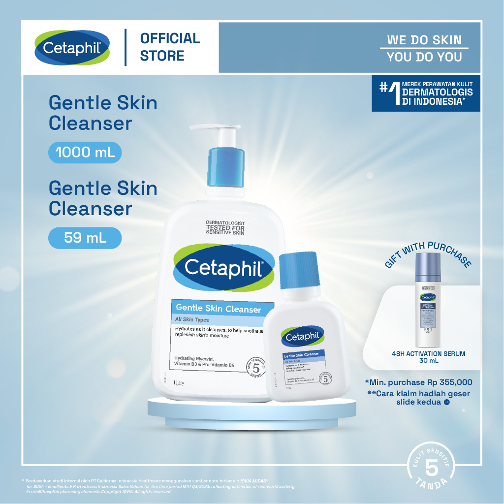Jual Cetaphil Gentle Skin Cleanser 1000ml + 59ml | Shopee Indonesia