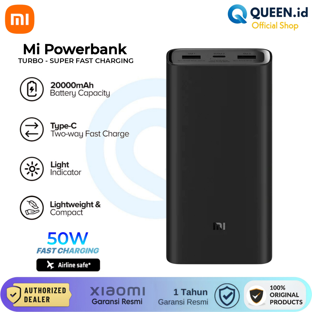 Jual Xiaomi Powerbank 20000mAh 50W 3 Port PD QC TURBO Super Fast Charging Power Bank 20000 mAh ...