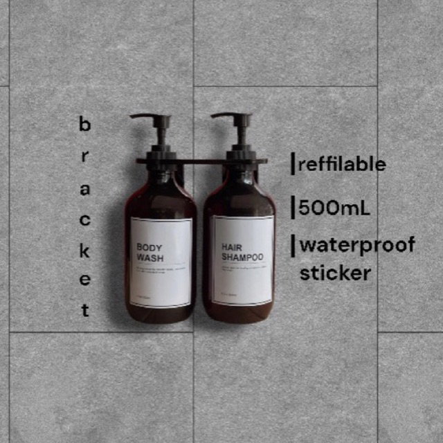 Jual Botol Sabun Shampoo / Dispenser Sabun / Pump Amber 500mL ...