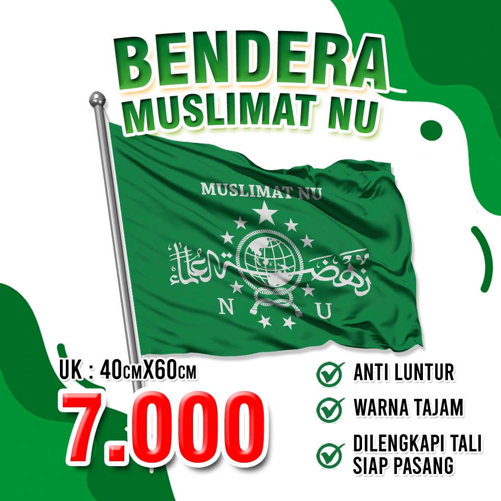 Jual BENDERA MUSLIMAT NU Nahdhatul Ulama 40x60, 50x75, 60x90 dan 90x120 ...