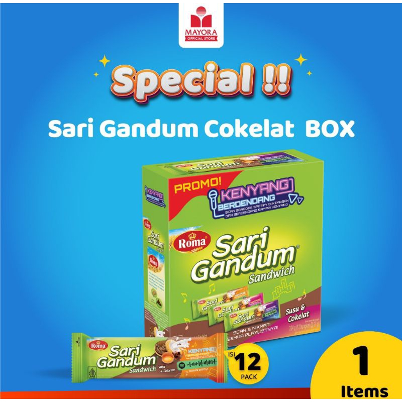 Jual Roma Sari Gandum Sandwich Coklat 27 gram (1 pack isi 12 pcs ...